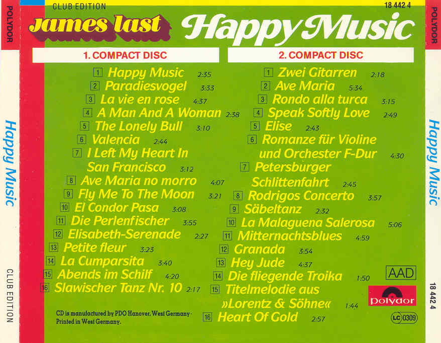 James Last Happy Music : Back | CD Covers | Cover Century | Over 1.000. ...